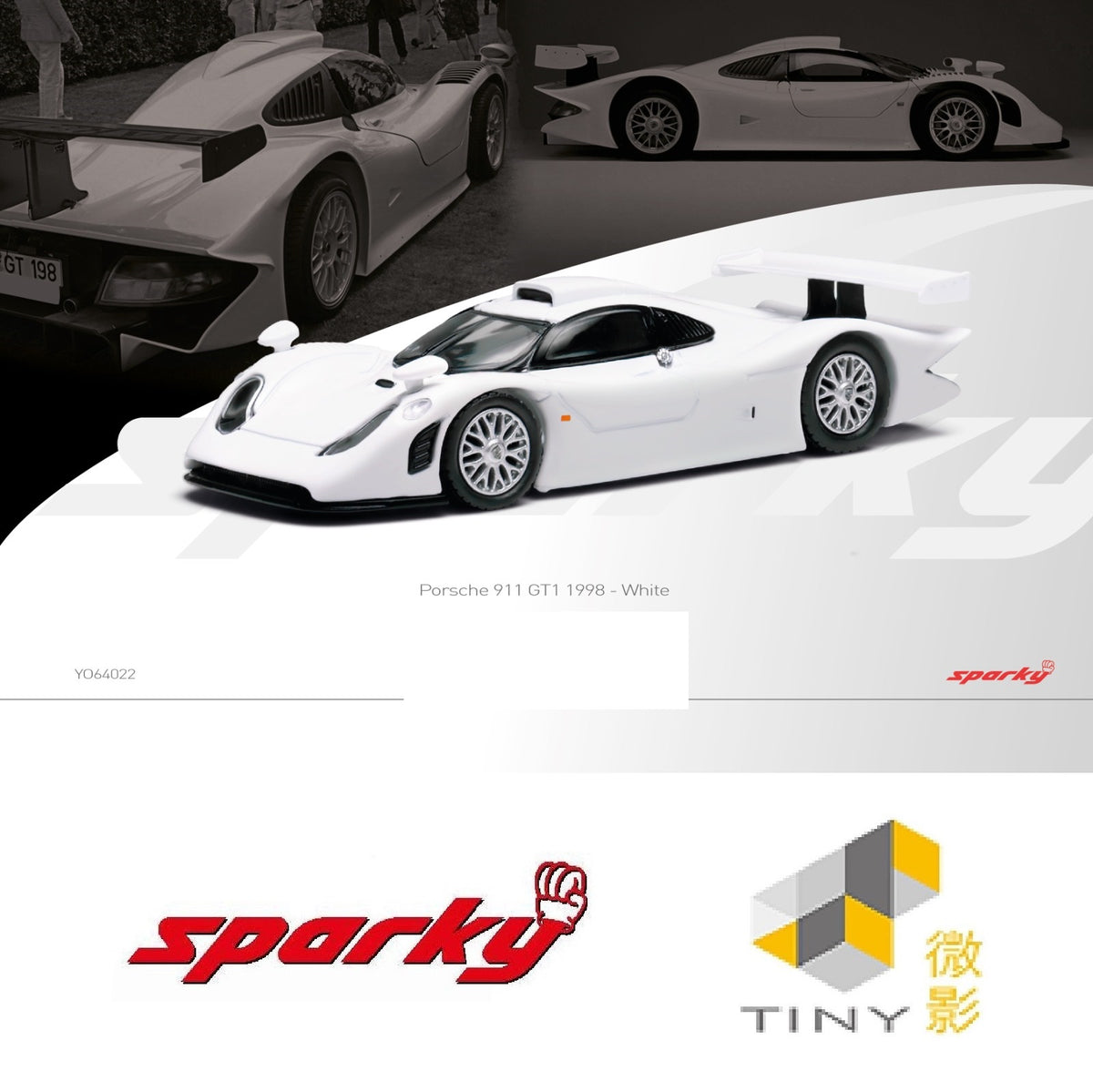 PREORDER SPARKY x TINY 1/64 Porsche 911 GT1 1998 - White (Tiny Exclusi – Tokyo Station