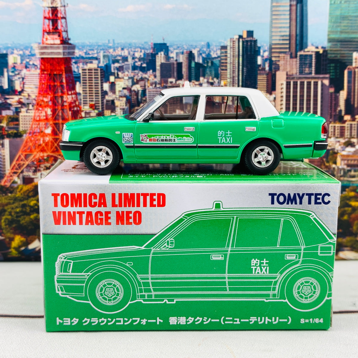 Tomytec Tomica Limited Vintage Neo 1/64 TOYOTA CROWN COMFORT HK TAXI N – Tokyo Station