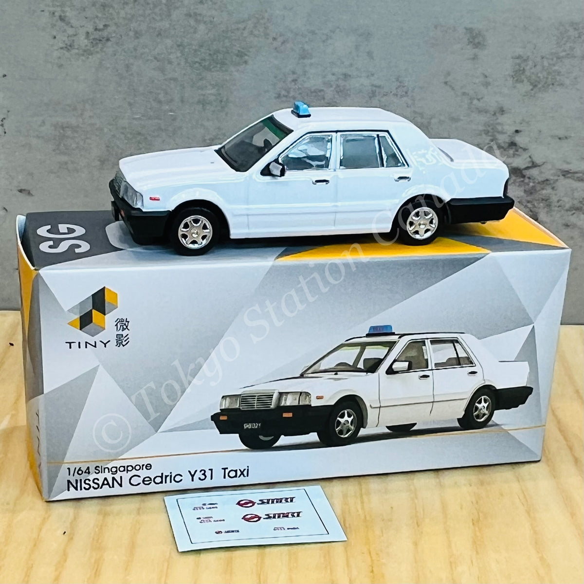 TINY 微影 1/64 Tiny City SG09 Nissan Cedric Y31 Taxi (White) ATCSG64052 ...
