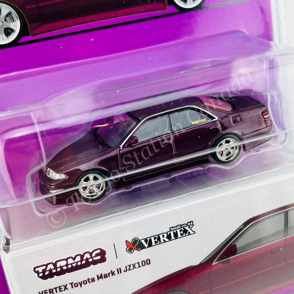TARMAC WORKS GLOBAL64 1/64 VERTEX Toyota Mark II JZX100 Purple Metalli ...