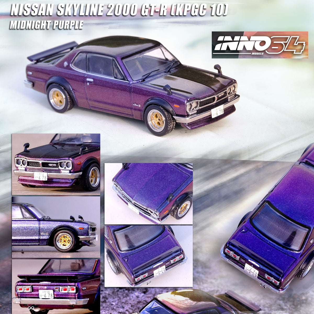 INNO64 1/64 NISSAN SKYLINE 2000 GT-R (KPGC10) Midnight Purple II IN64 ...