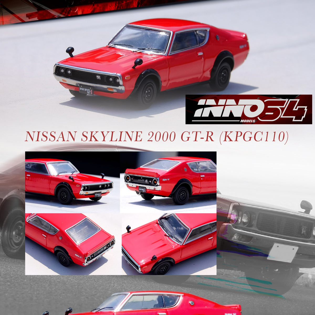 INNO64 1/64 NISSAN SKYLINE 2000 GT-R (KPGC110) Red IN64-KPGC110-RED ...