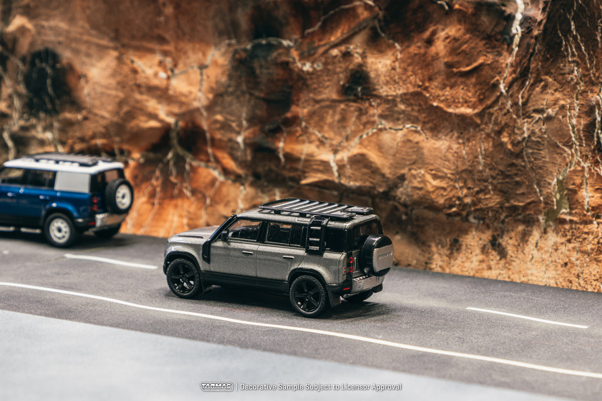 TARMAC WORKS GLOBAL64 1/64 Land Rover Defender 110 Grey Metallic T64G ...