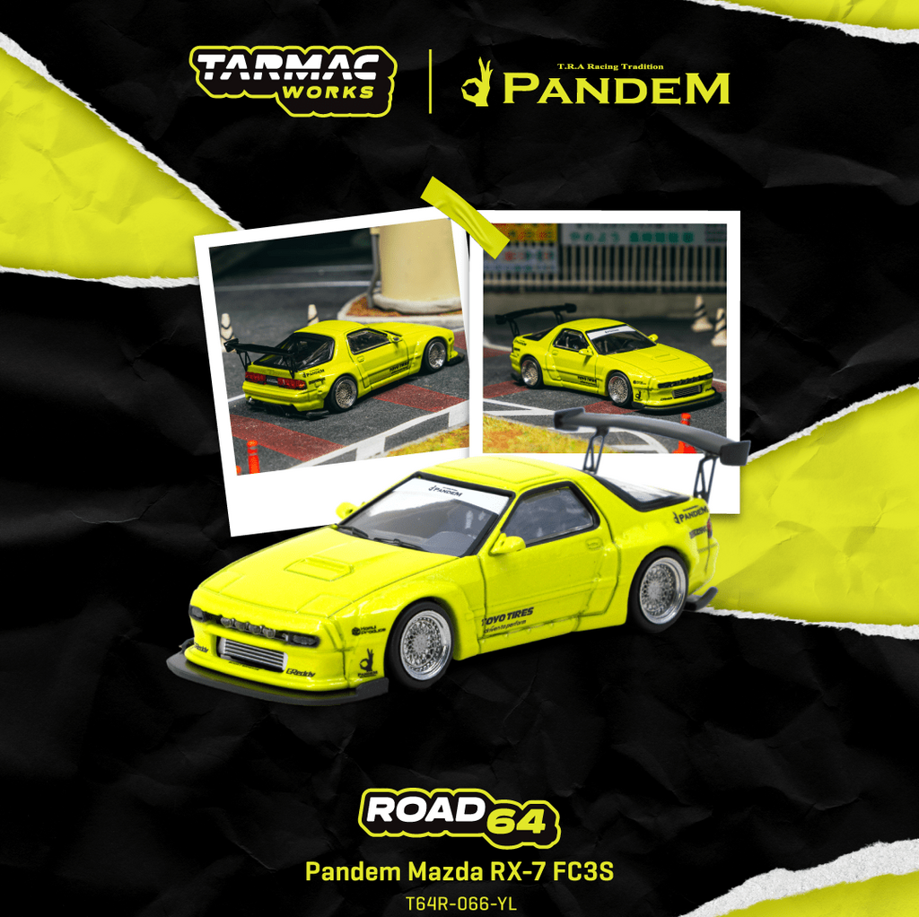 PREORDER TARMAC WORKS ROAD64 1/64 Pandem Mazda RX-7 FC3S Yellow T64R-0 ...