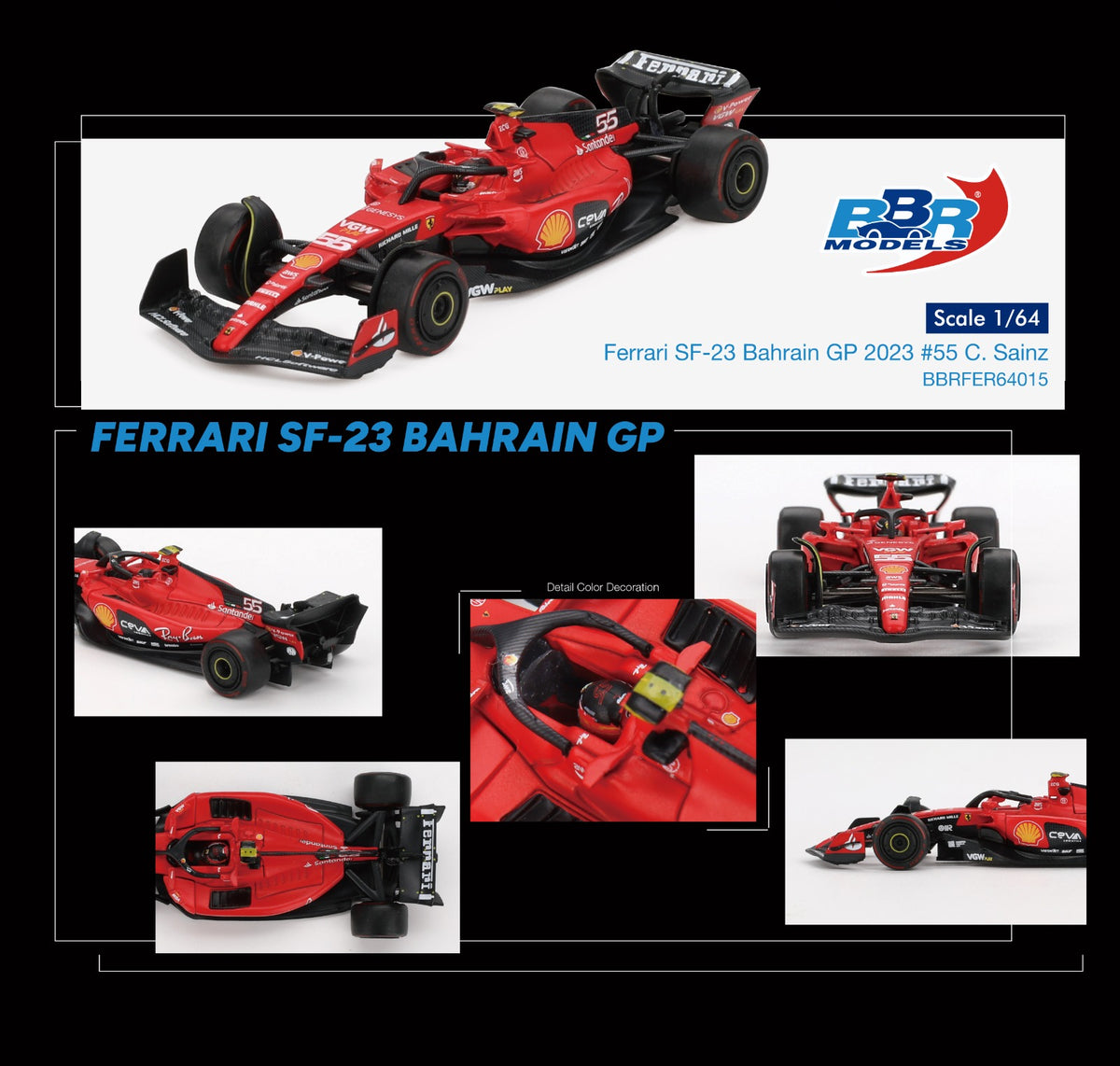 BBR 1/64 Ferrari SF23 #55 C. Sainz 2023 Bahrain GP BBRFER64015 – Tokyo ...