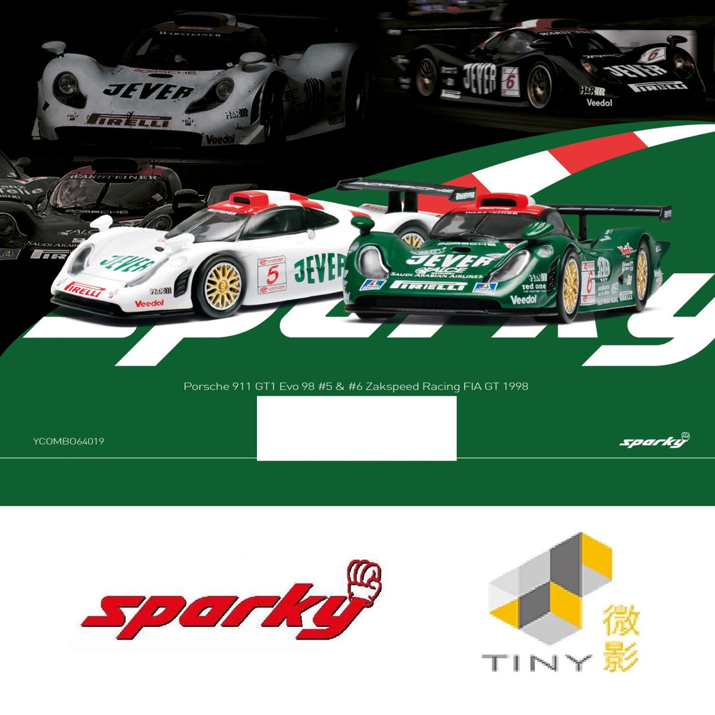 PREORDER SPARKY x TINY 1/64 Porsche 911 GT1 Evo 98 #5 & #6 Zakspeed Ra – Tokyo Station