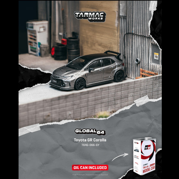 PREORDER TARMAC GLOBAL64 1/64 Toyota GR Corolla Grey with Metal Oil Ca ...