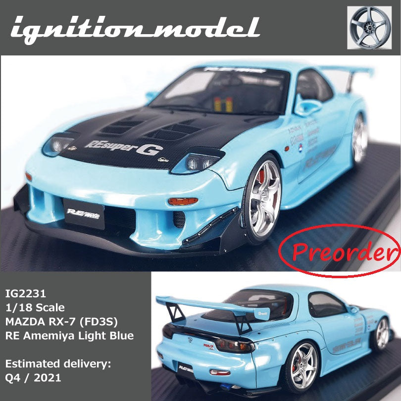 Ignition Model 1/18 MAZDA RX-7 (FD3S) RE Amemiya Light Blue IG2231 – Tokyo Station