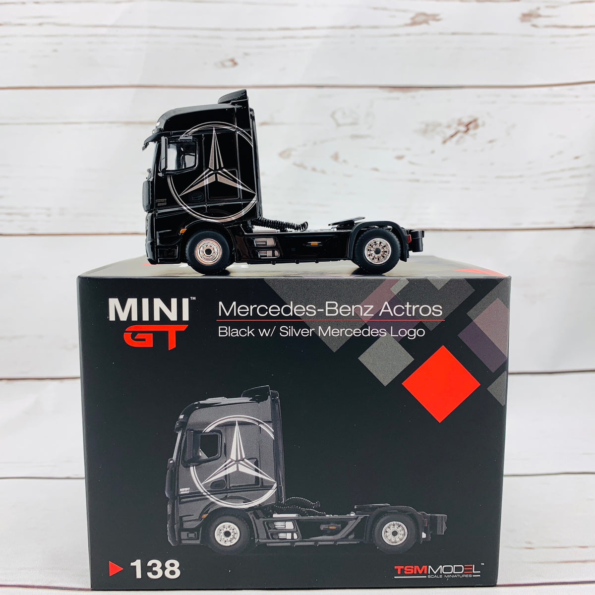 MINI GT 1/64 Mercedes-Benz Actros Black w/ Silver Mercedes Logo RHD MG ...