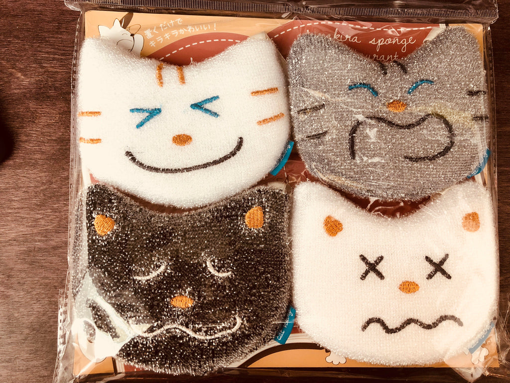 Set of 4pcs - Funny cat faces Sponge – Tokyo Station