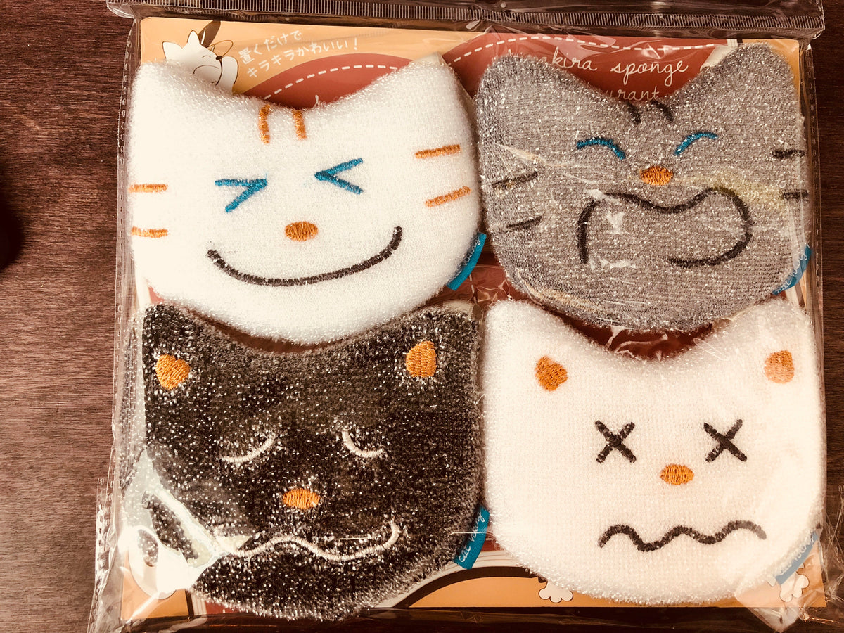Set of 4pcs - Funny cat faces Sponge – Tokyo Station