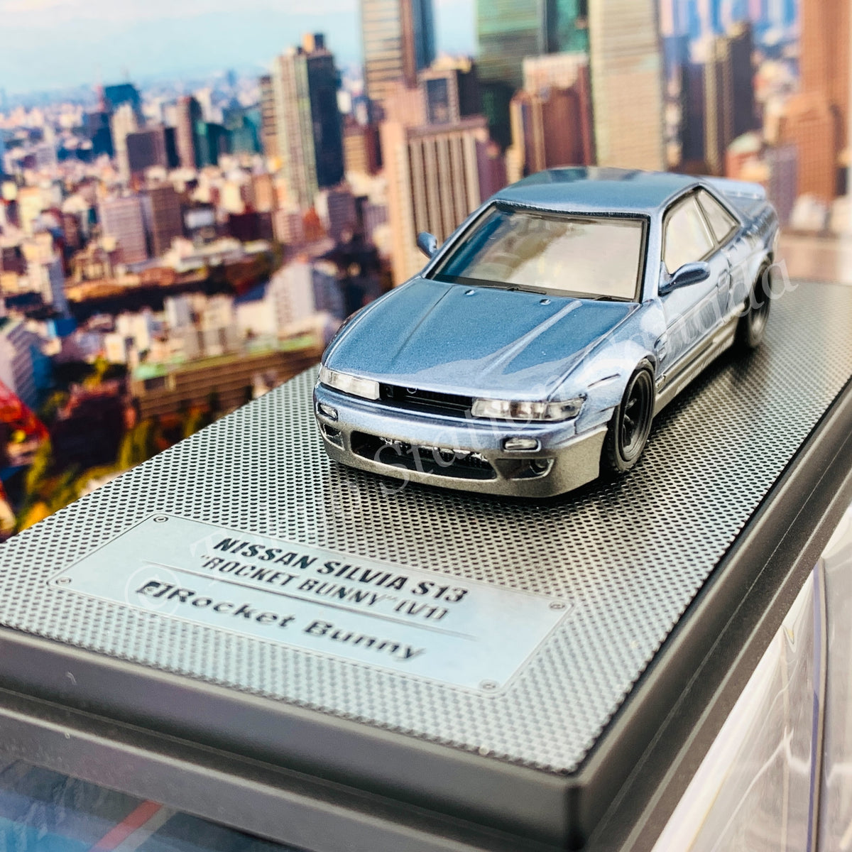 INNO64 1/64 NISSAN SILVIA S13 PANDEM ROCKET BUNNY V1 Two-Tones Blue/Gr ...